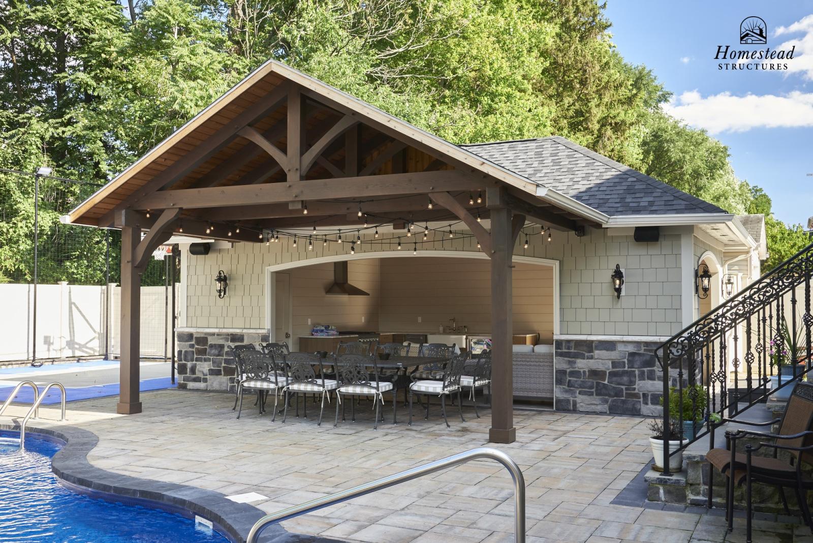 16' x 28' Custom Hip Roof Pool House in Staten Island | Homestead ...