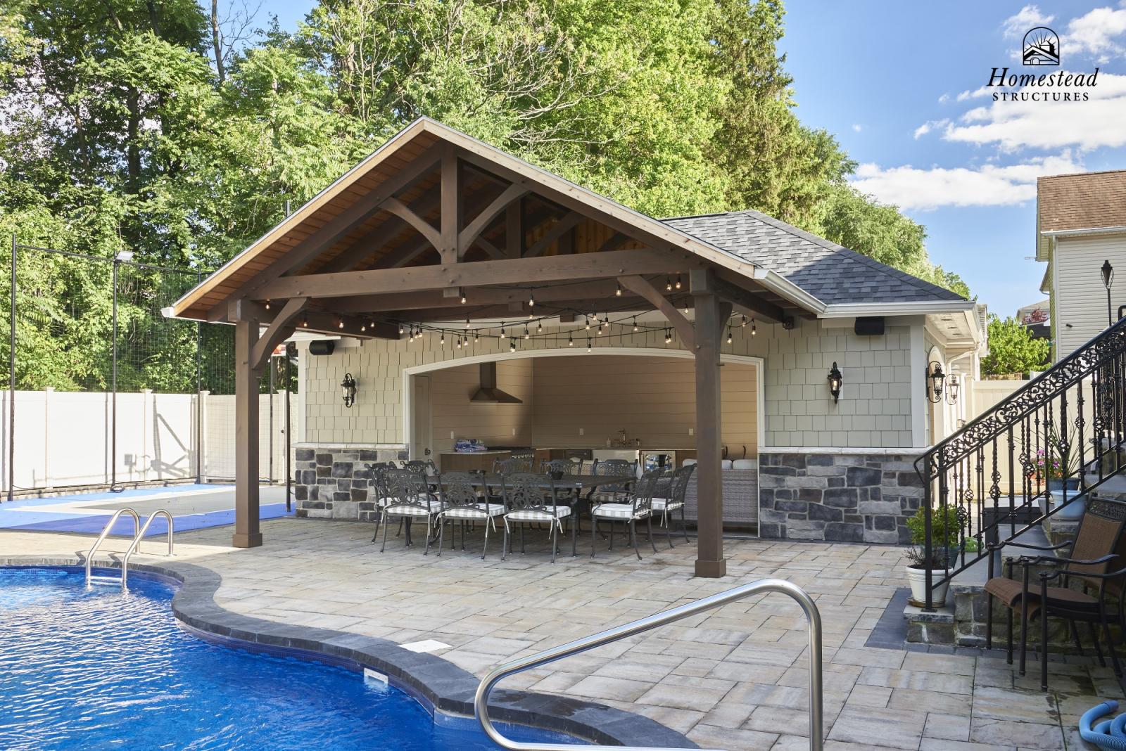 16' x 28' Custom Hip Roof Pool House in Staten Island | Homestead ...